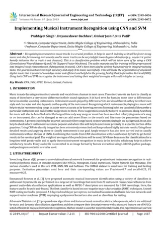 IRJET- Implementing Musical Instrument Recognition using CNN and SVM | PDF