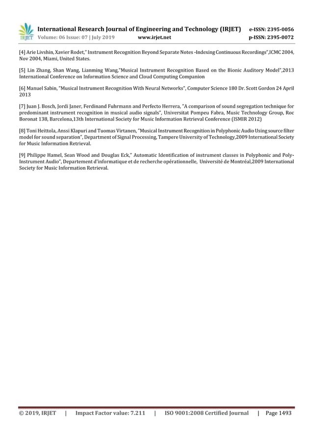 IRJET- Implementing Musical Instrument Recognition using CNN and SVM | PDF | Digital Audio ...