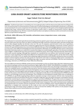 IRJET- Lora based Smart Agriculture Monitoring System | PDF
