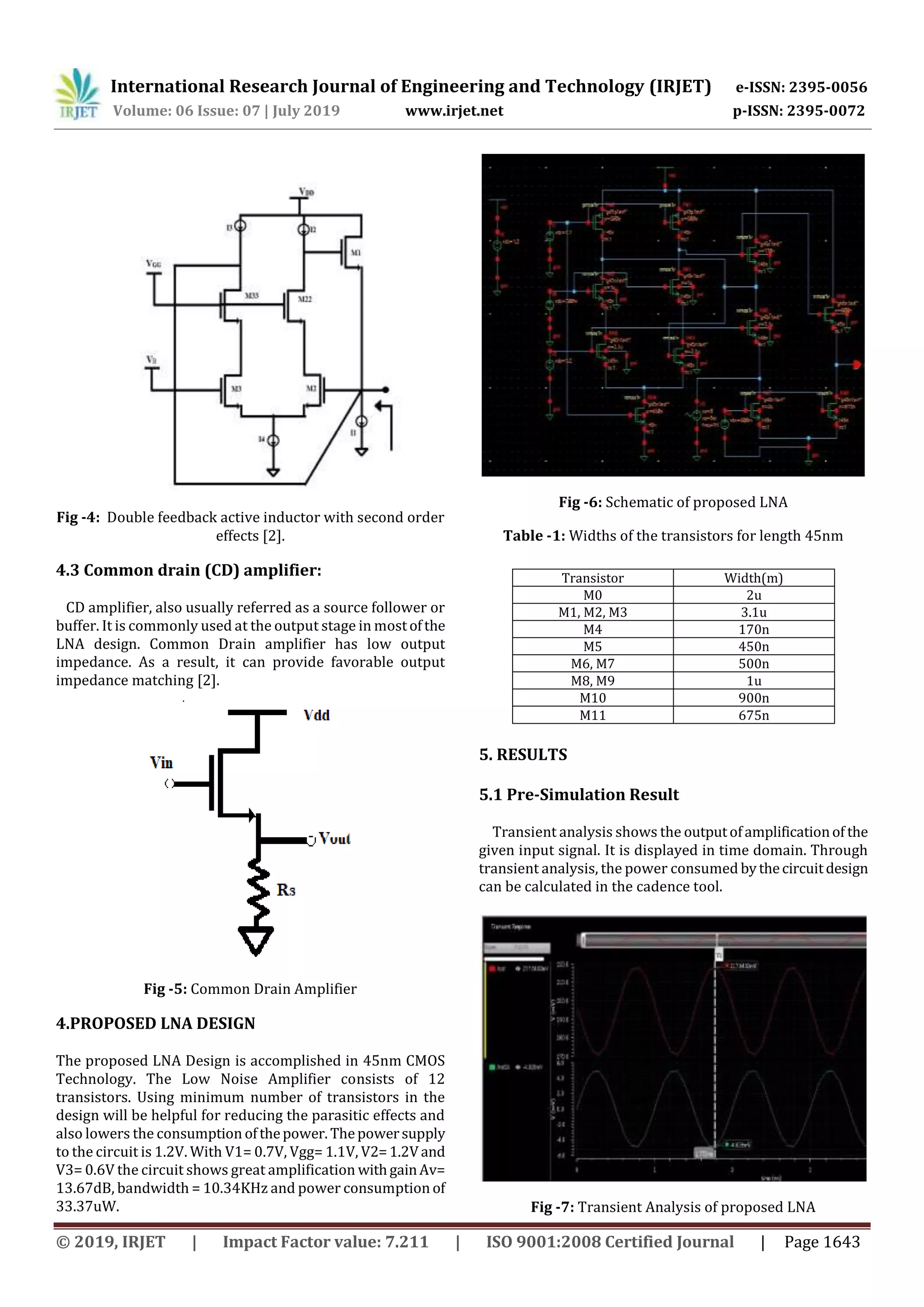 IRJET- Analysis of Low Noise Amplifier using 45nm CMOS Technology | PDF