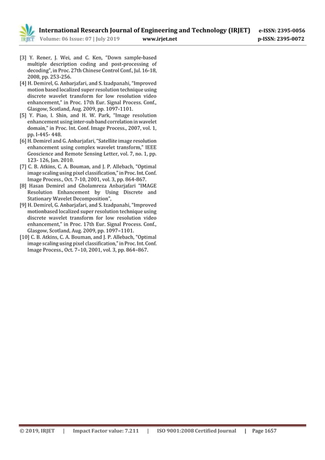 IRJET- Design of Image Resolution Enhancement by using DWT and SWT | PDF