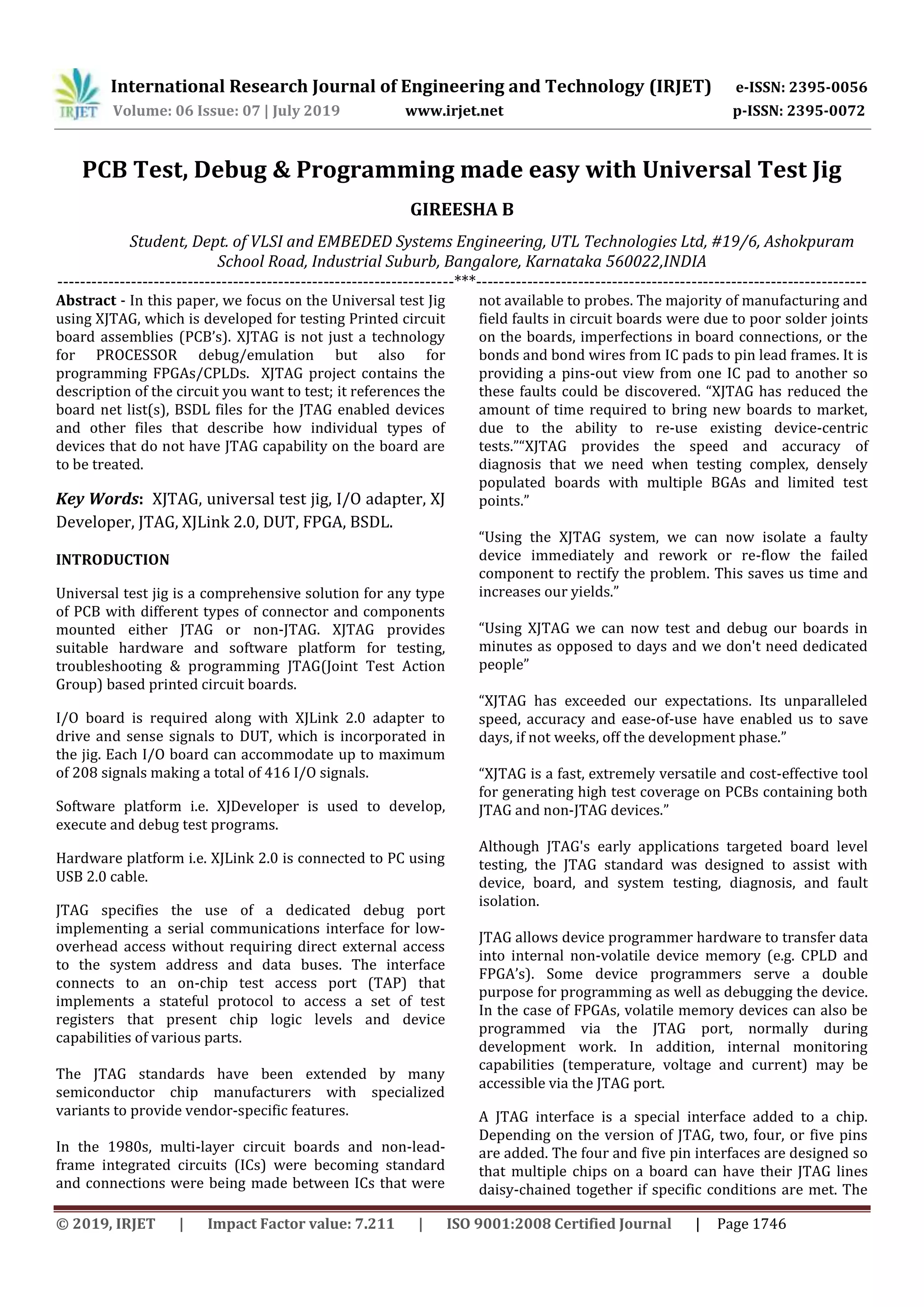 IRJET- PCB Test, Debug & Programming Made Easy with Universal Test Jig ...