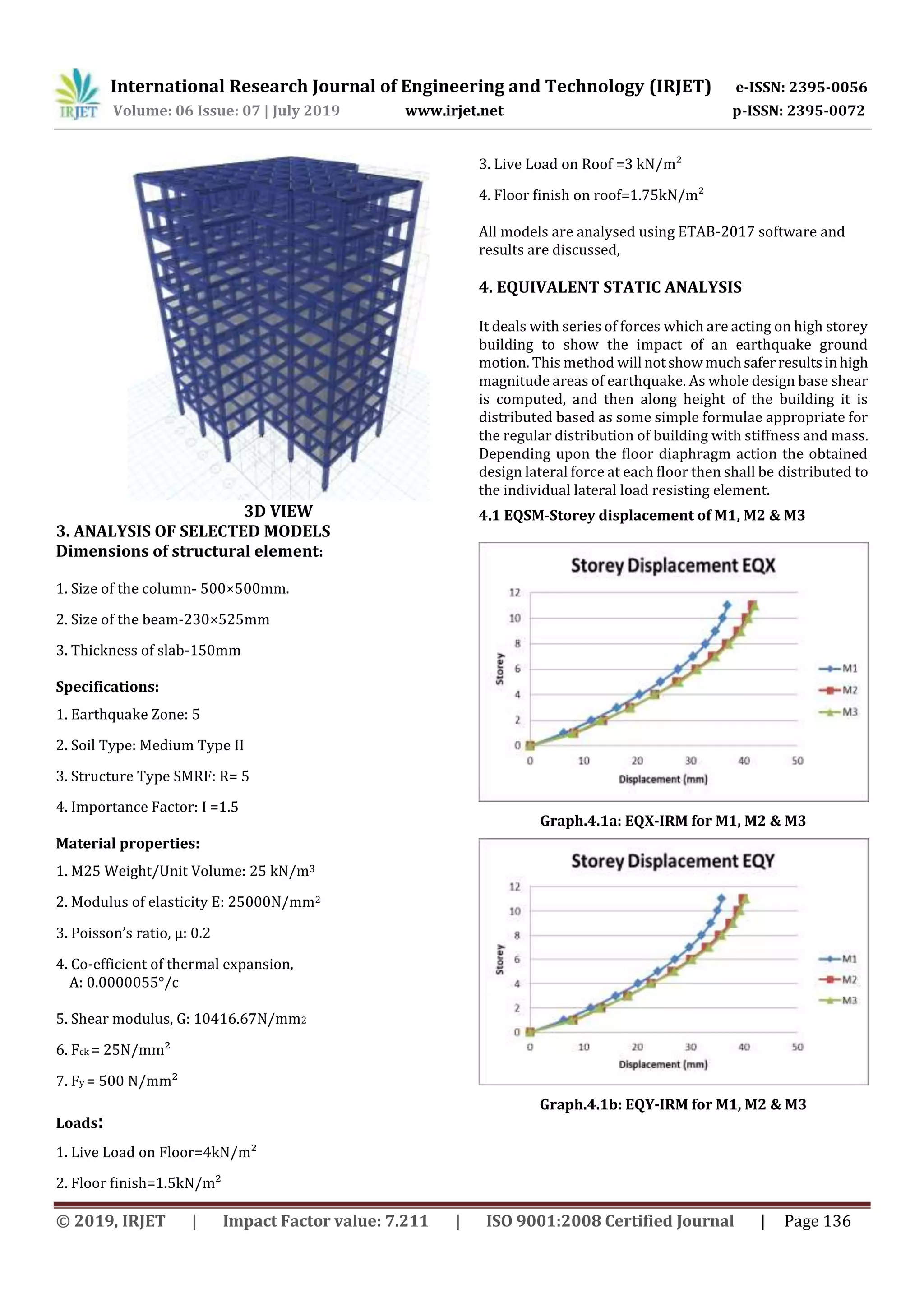 IRJET- Seismic Behavior of Irregular Building with and without Floating Column | PDF