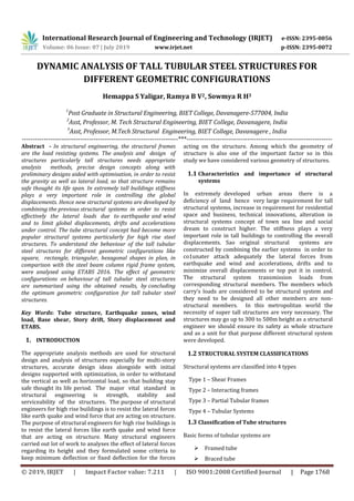 IRJET- Dynamic Analysis of Tall Tubular Steel Structures for Different ...