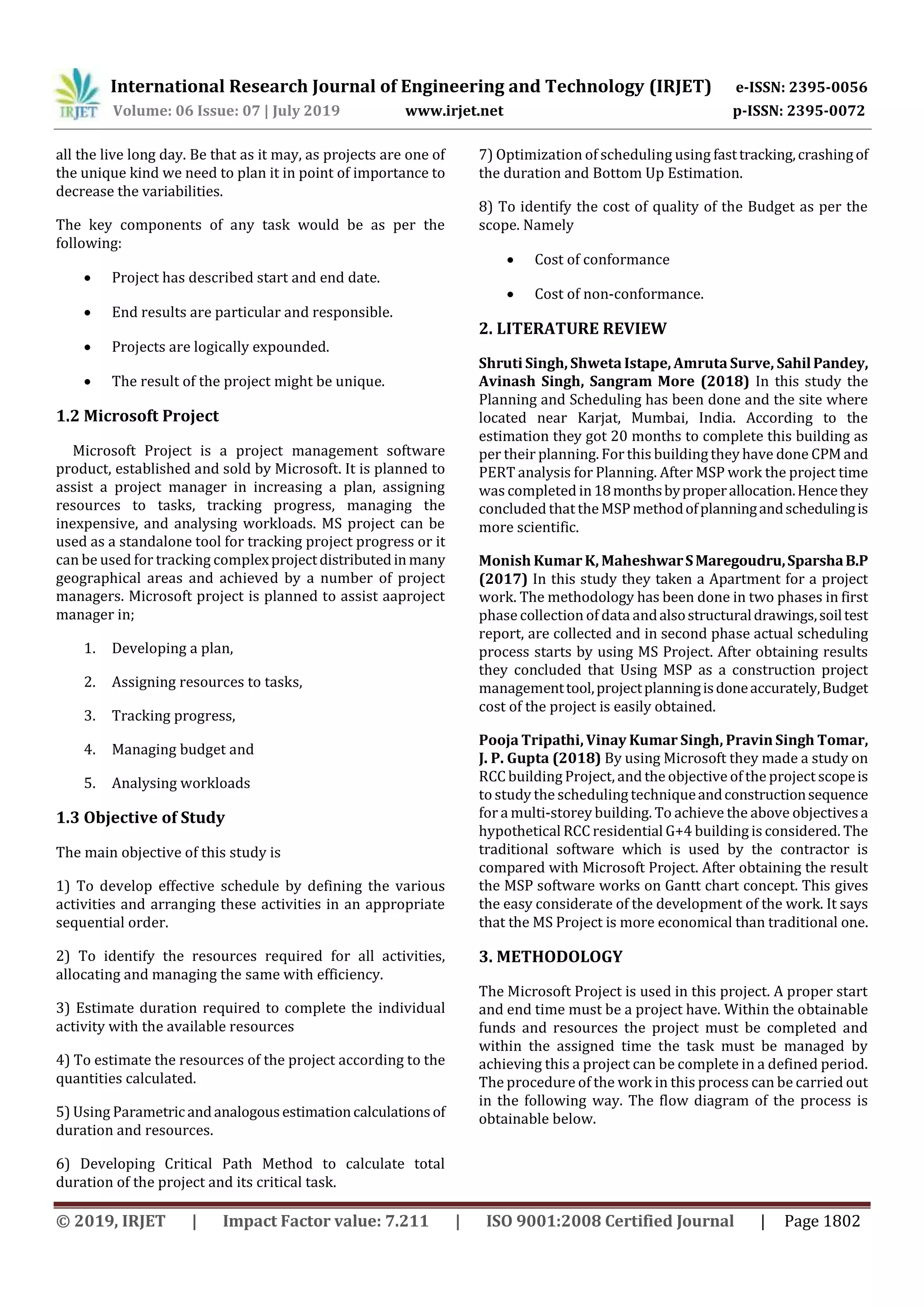 IRJET- Planning and Scheduling for a Multi-Storied Building using MS-Project | PDF