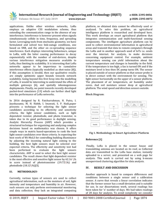 IRJET- Smart Agriculture Solution using Lora and IoT | PDF | Agriculture | Industries