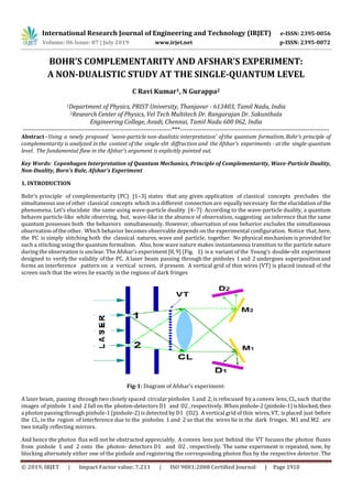IRJET- Bohr’s Complementarity and Afshar’s Experiment: A Non-Dualistic ...