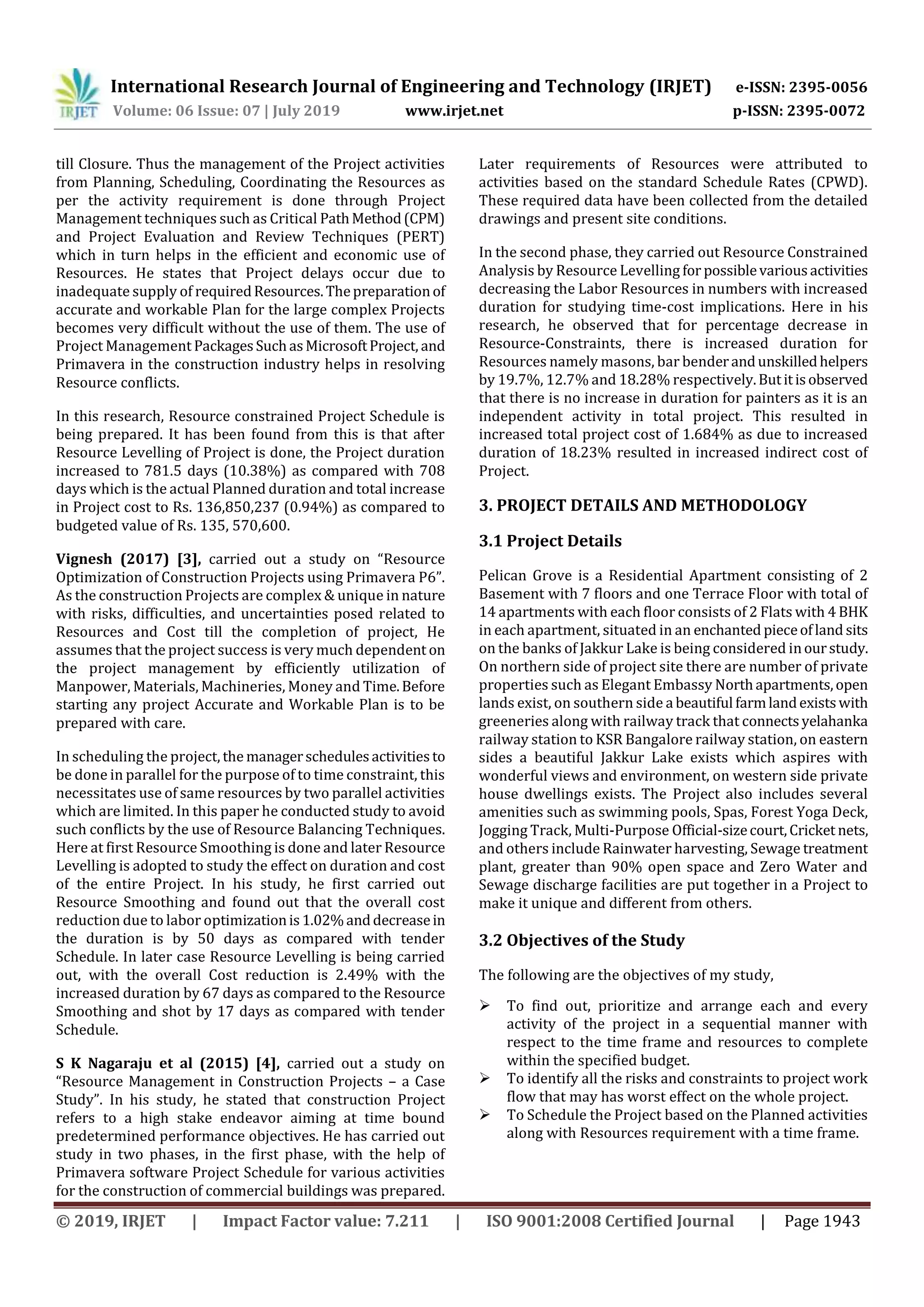 IRJET- Planning, Scheduling, and Optimization of Labor Resources in the Construction of ...