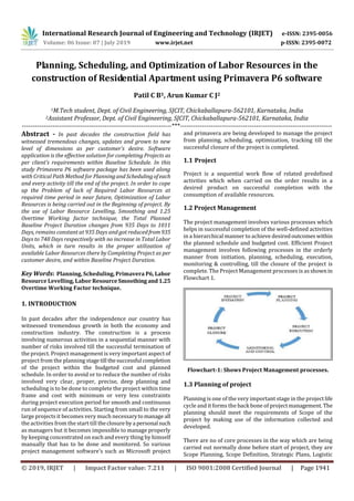 IRJET- Planning, Scheduling, and Optimization of Labor Resources in the Construction of ...