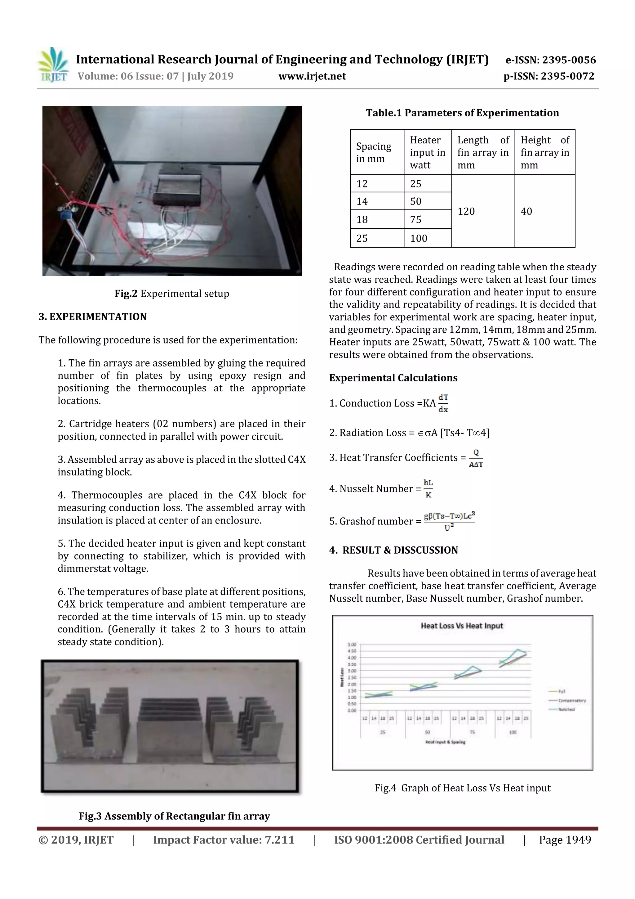 IRJET- Natural Convection Heat Transfer from Horizontal Rectangular Fin ...
