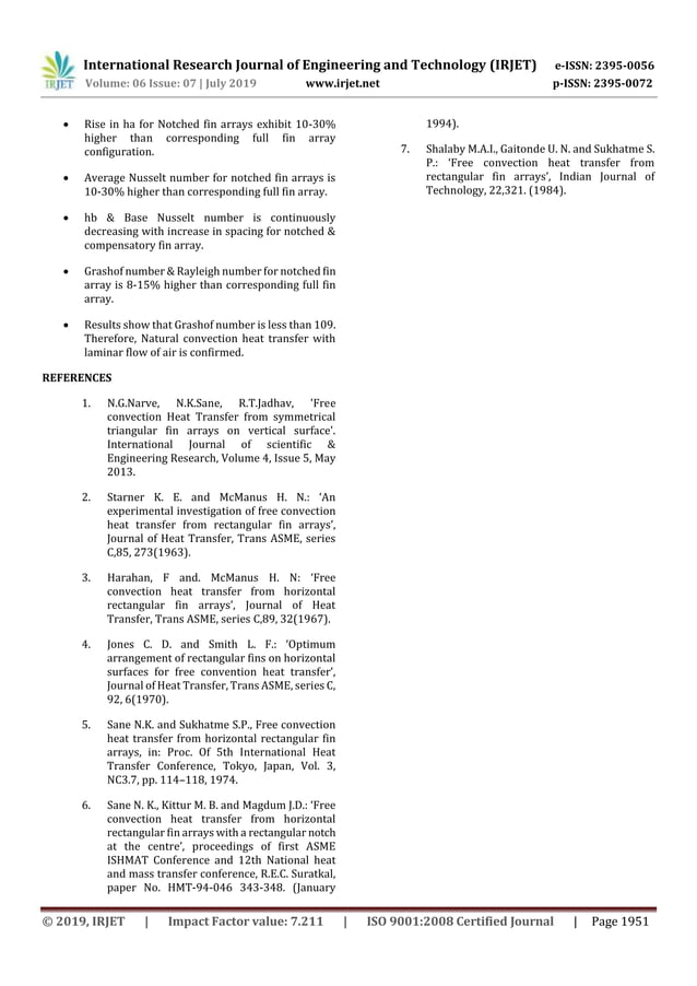 IRJET- Natural Convection Heat Transfer from Horizontal Rectangular Fin Array with Stepped ...