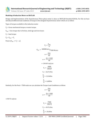IRJET- Design, Implementation & Analysis of Three Phase Asynchronous Induction Motor using ...