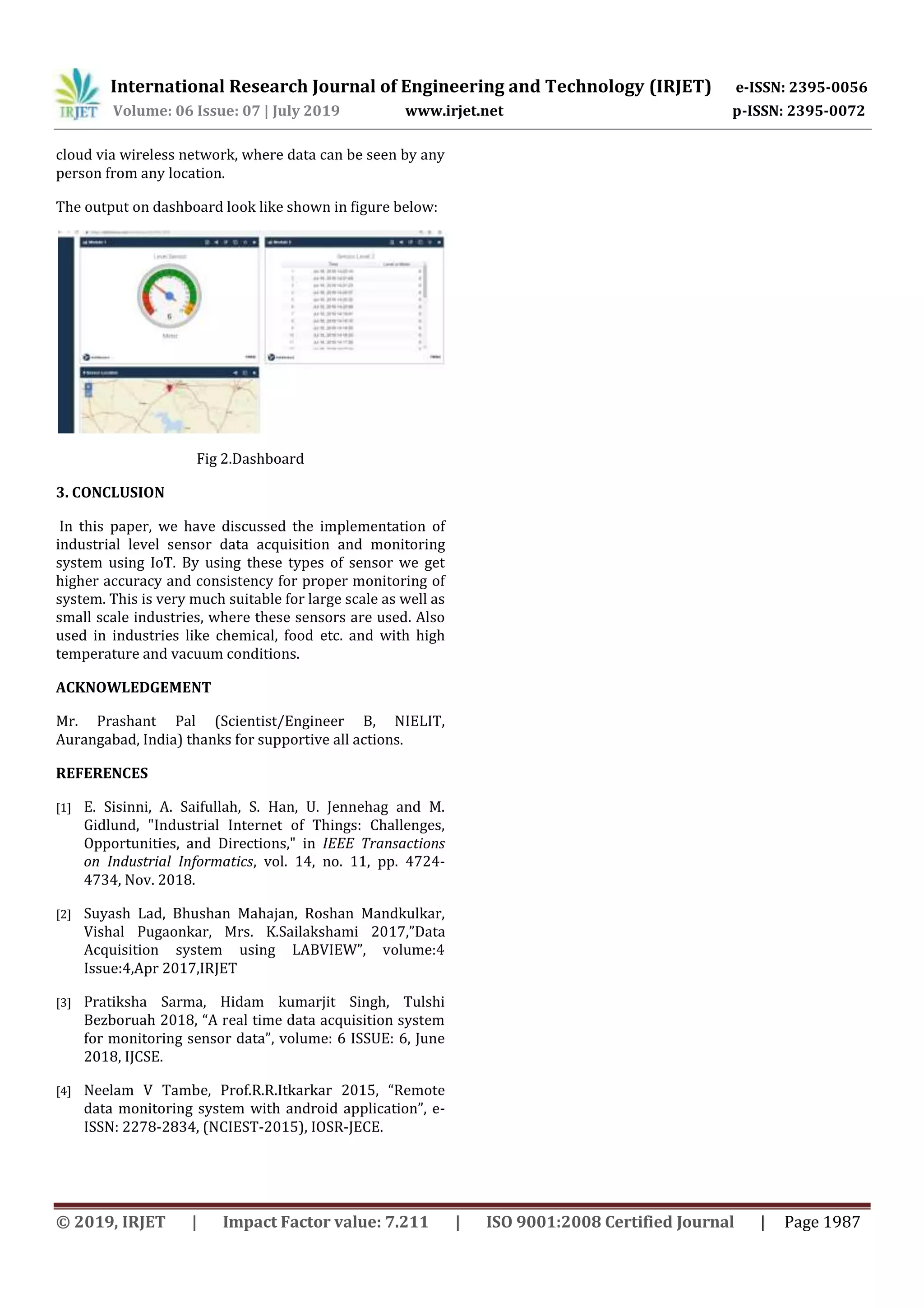 IRJET- IoT based Industrial Level Sensor Data Acquisition & Monitoring ...