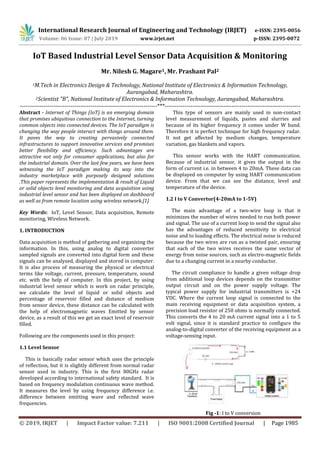 IRJET- IoT based Industrial Level Sensor Data Acquisition & Monitoring ...
