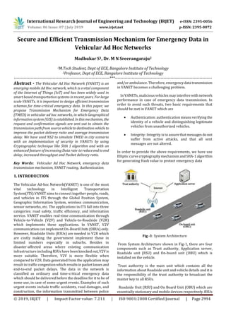 IRJET- Secure and Efficient Transmission Mechanism for Emergency Data in Vehicular Ad Hoc ...