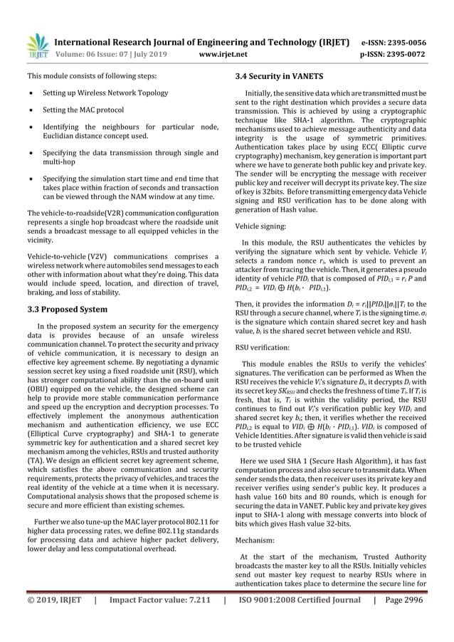 IRJET- Secure and Efficient Transmission Mechanism for Emergency Data in Vehicular Ad Hoc ...