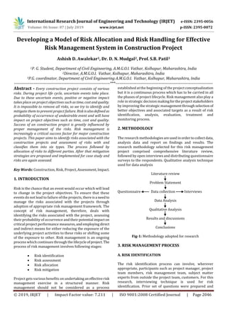 IRJET- Developing a Model of Risk Allocation and Risk Handling for ...