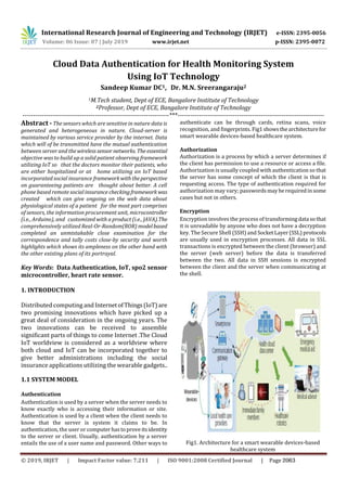 IRJET- Cloud Data Authentication for Health Monitoring System using IoT Technology | PDF