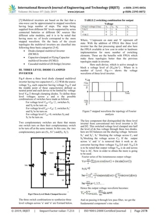 IRJET- FPGA Controlled Three Level Diode Clamped Multilevel Inverter ...