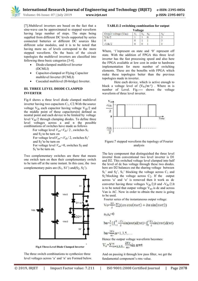 IRJET- FPGA Controlled Three Level Diode Clamped Multilevel Inverter ...