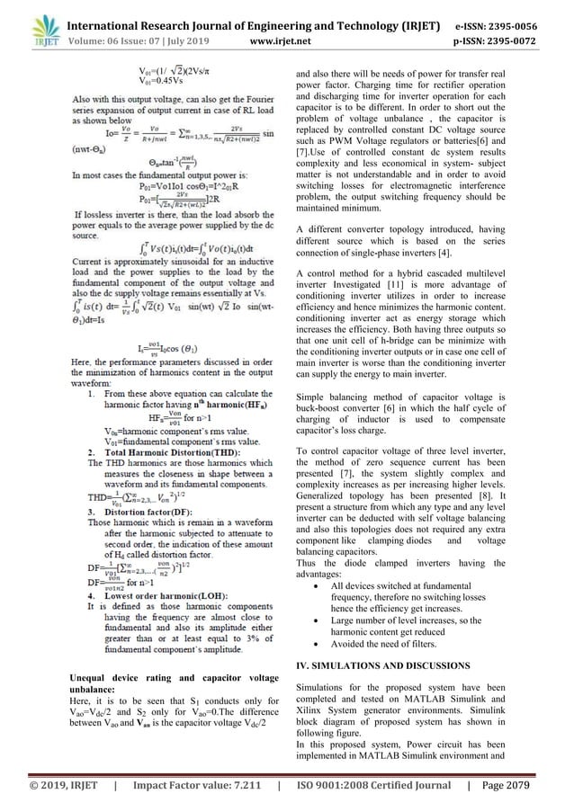 IRJET- FPGA Controlled Three Level Diode Clamped Multilevel Inverter ...