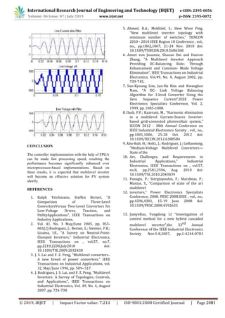 IRJET- FPGA Controlled Three Level Diode Clamped Multilevel Inverter ...