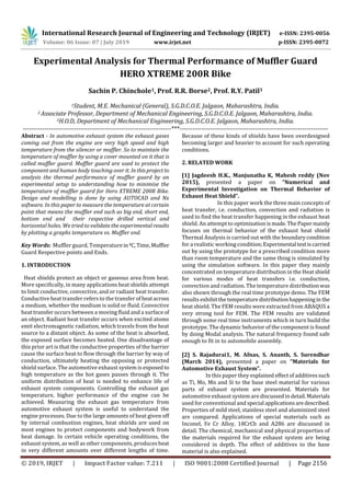 IRJET- Experimental Analysis for Thermal Performance of Muffler Guard ...