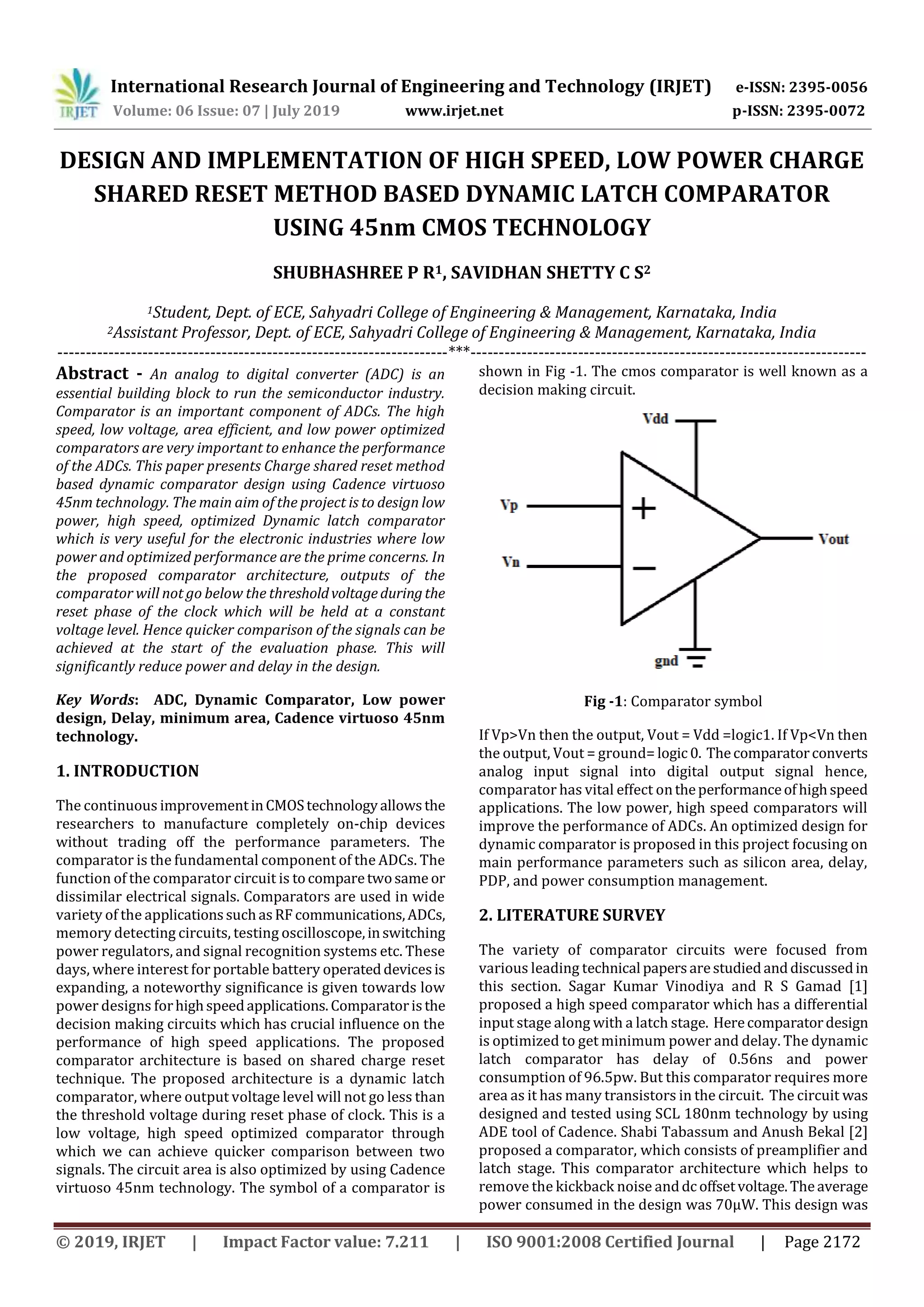 IRJET- Design and Implementation of High Speed, Low Power Charge Shared Reset Method based ...