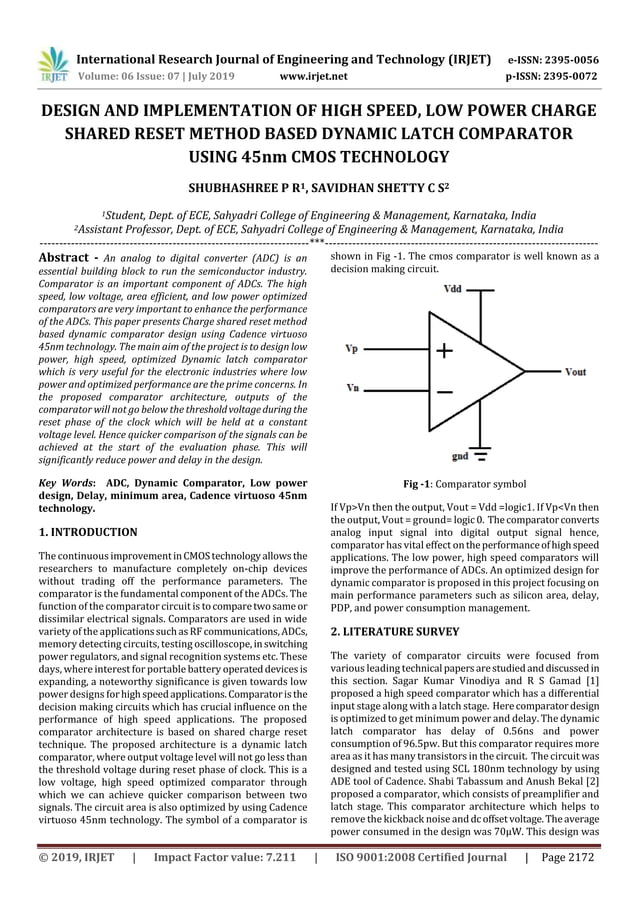 IRJET- Design and Implementation of High Speed, Low Power Charge Shared Reset Method based ...