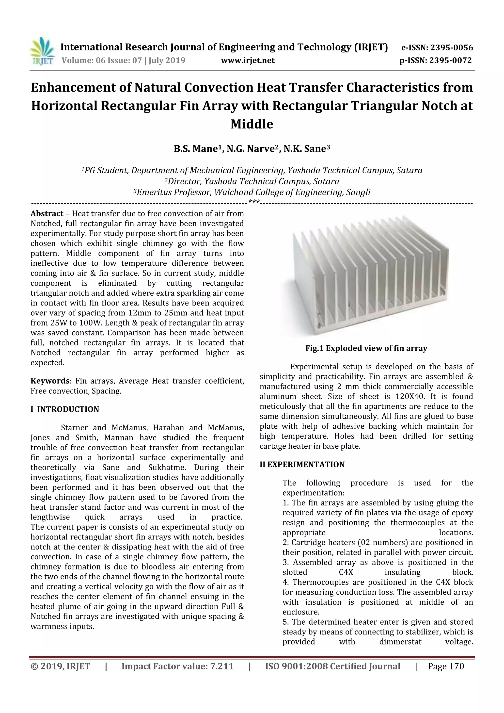 IRJET- Enhancement of Natural Convection Heat Transfer Characteristics ...