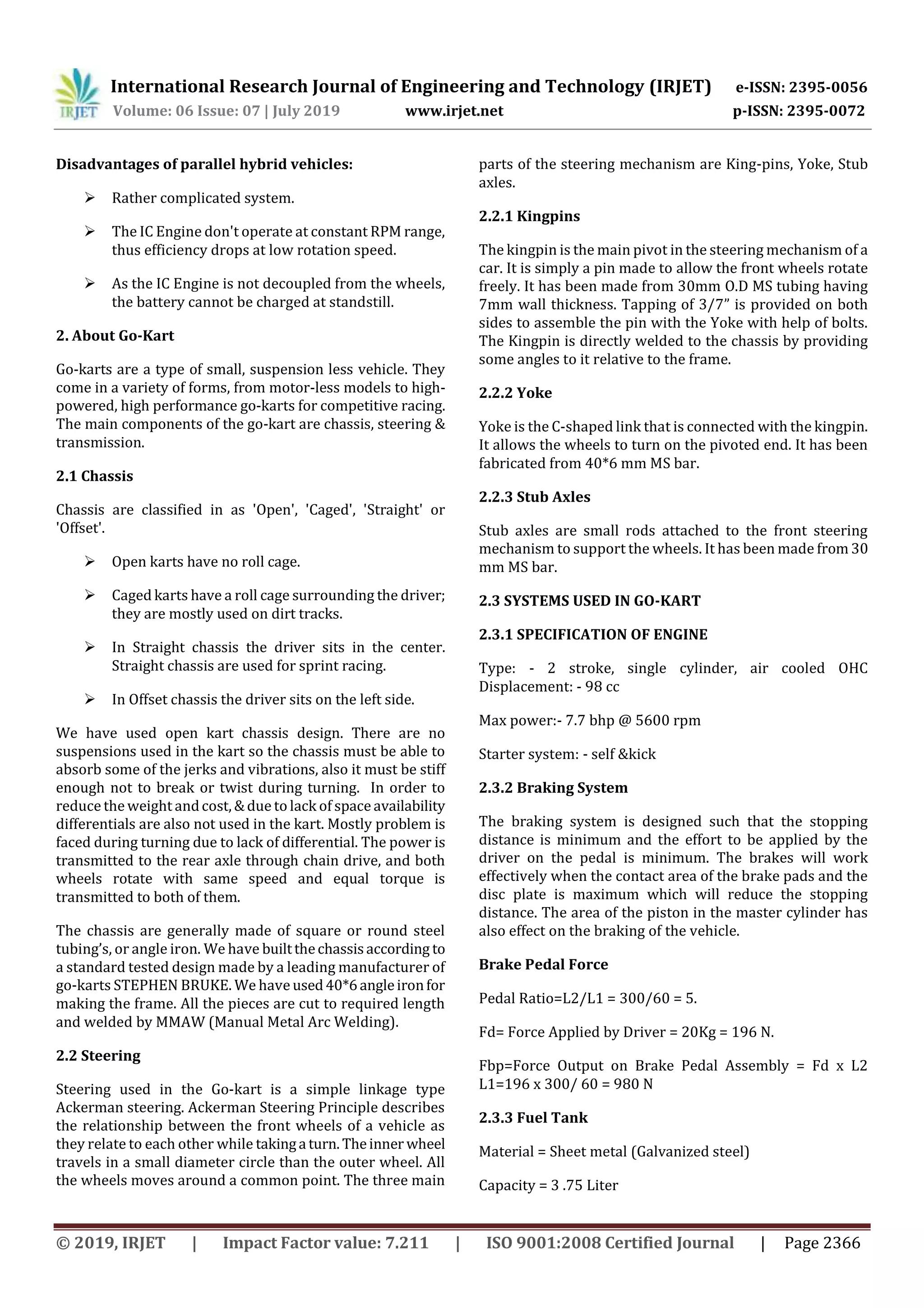 IRJET- Design and Fabrication of Hybrid Go-Kart | PDF