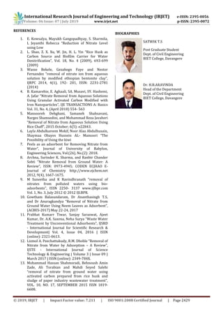IRJET- Diminution of Nitrate Level from Water using Low-Cost Adsorbent – Rice Husk | PDF