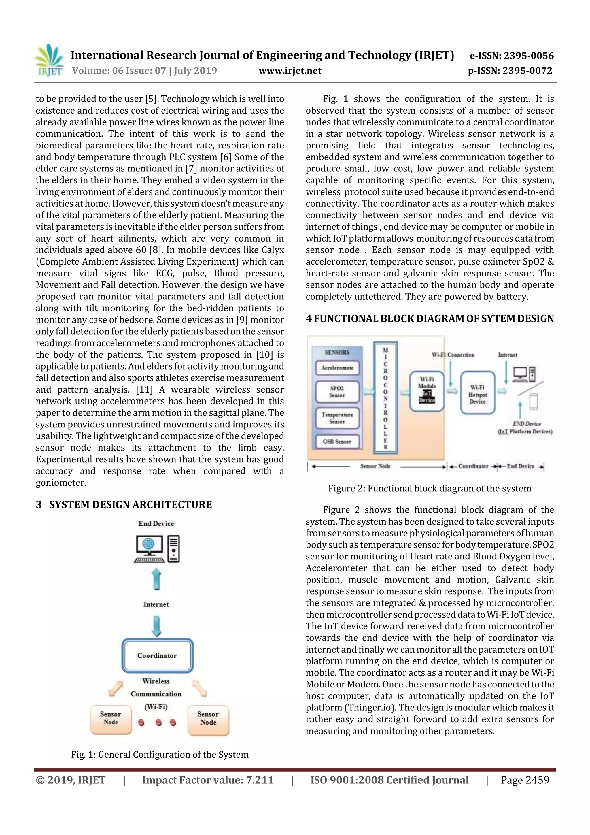 IRJET- IoT based Human Body Parameters Monitoring by using Wearable Wireless Sensor Network | PDF