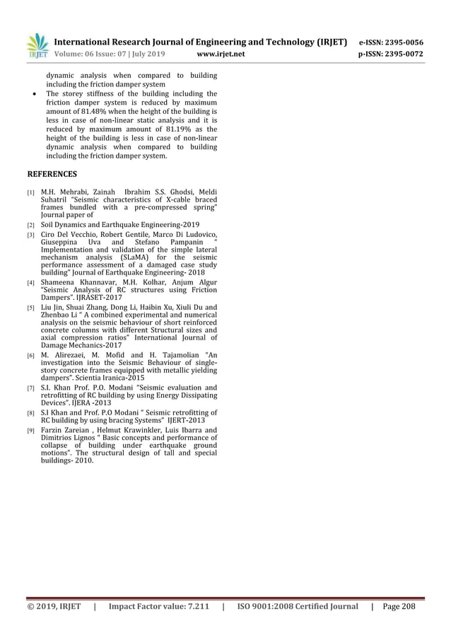 Irjet Seismic Performance Evaluation Of Rc Building Connected With And Without X Braced