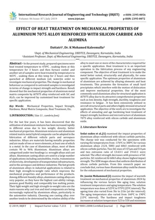 IRJET- Effect of Heat Treatment on Mechanical Properties of Aluminium 7075 Alloy Reinforced with ...