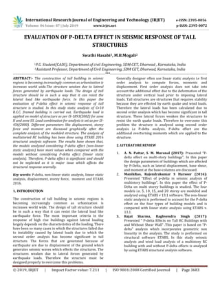 IRJET- Evaluation of P-Delta Effect in Seismic Response of Tall Structures | PDF