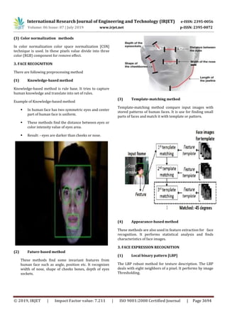 IRJET- A Review on Face Detection and Expression Recognition | PDF