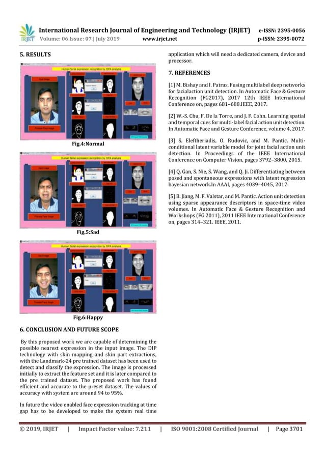 IRJET- Facial Expression Recognition using GPA Analysis | PDF