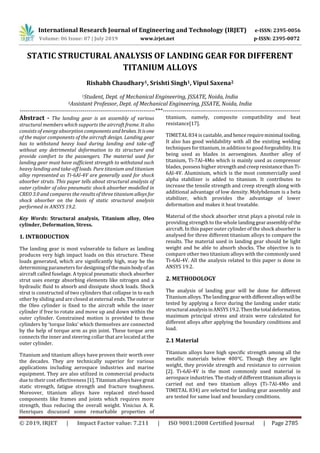IRJET- Static Structural Analysis of Landing Gear for Different ...