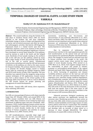 IRJET- Temporal Changes of Coastal Cliffs : A Case Study from Varkala | PDF