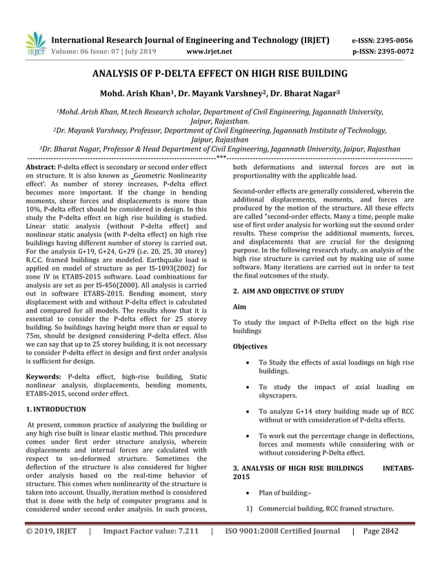 IRJET- Analysis of P-Delta Effect on High Rise Building | PDF