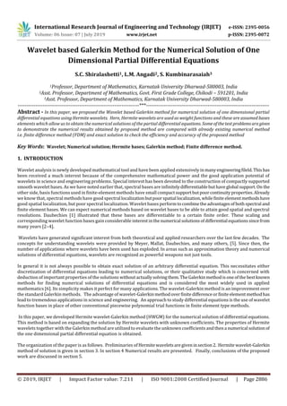 IRJET- Wavelet based Galerkin Method for the Numerical Solution of One ...