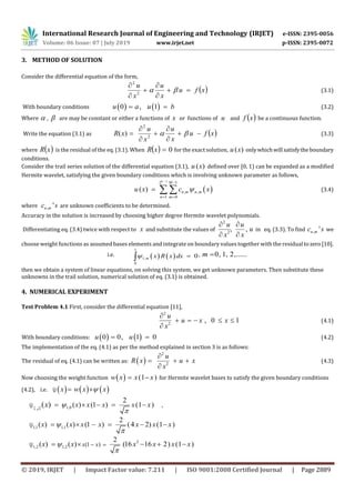 IRJET- Wavelet based Galerkin Method for the Numerical Solution of One Dimensional Partial ...