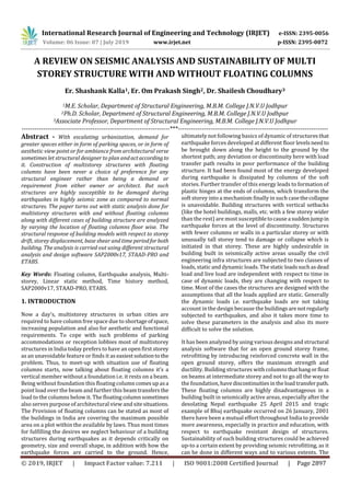 IRJET- A Review on Seismic Analysis and Sustainability of Multi Storey Structure with and ...