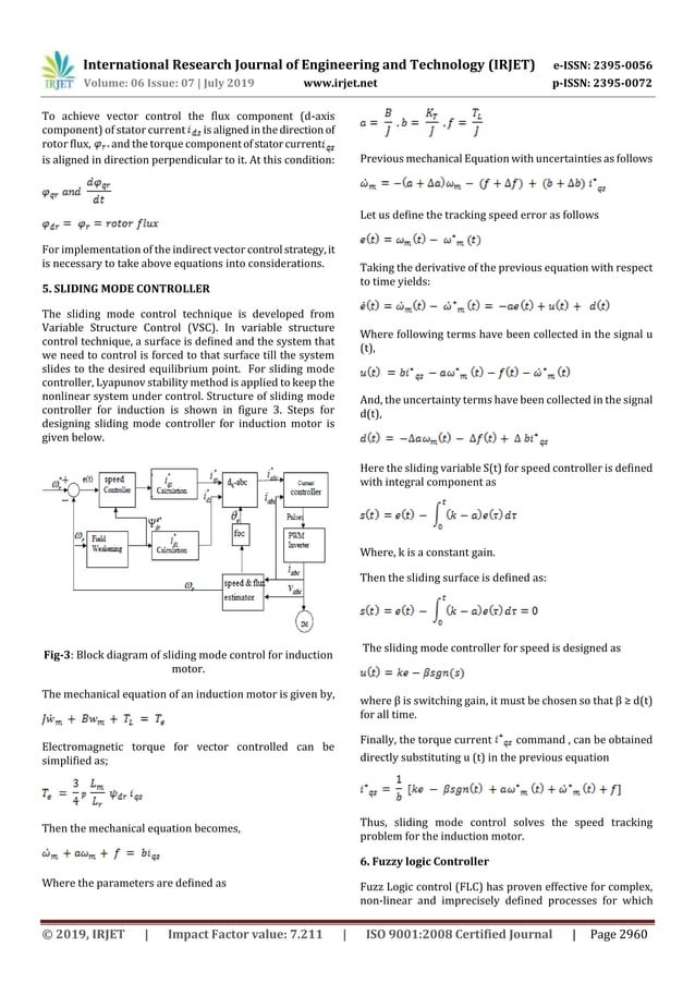Irjet Performance Analysis Of Speed Control Of Induction Motor Using Pi Smc And Fuzzy Logic