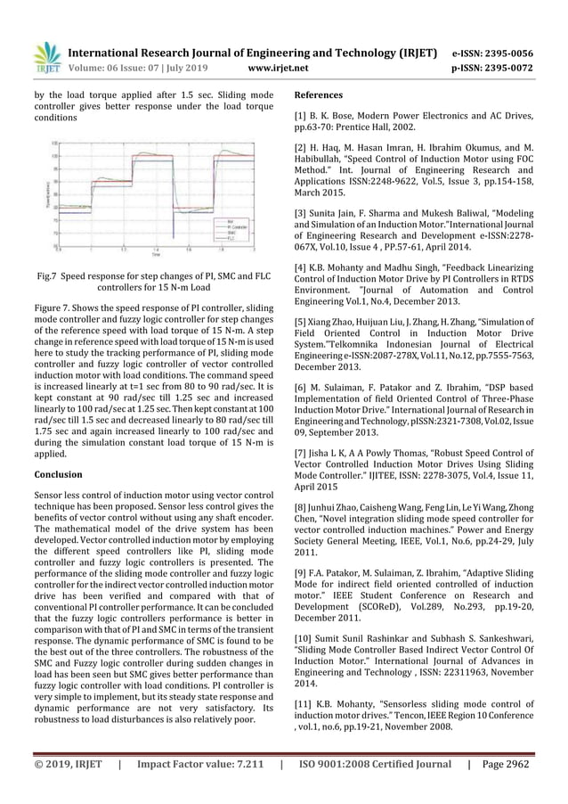 Irjet Performance Analysis Of Speed Control Of Induction Motor Using Pi Smc And Fuzzy Logic