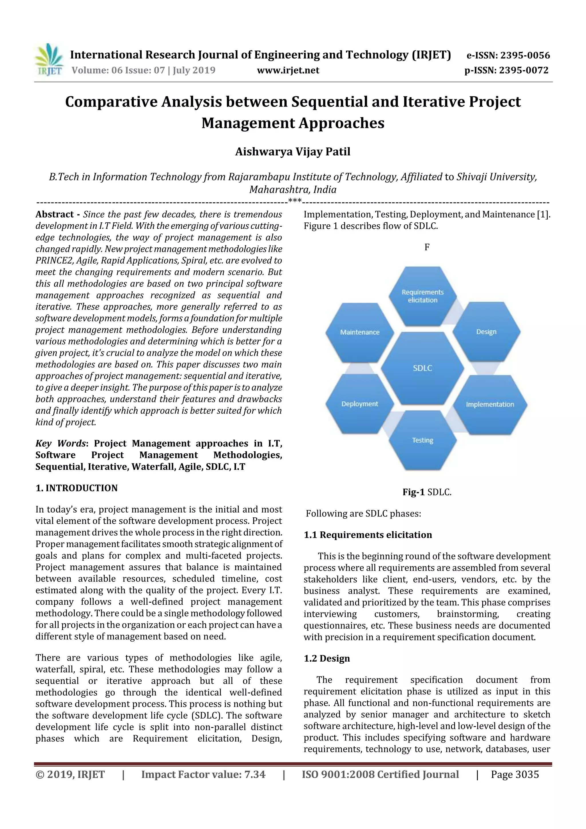 IRJET- Comparative Analysis between Sequential and Iterative Project Management Approaches | PDF ...