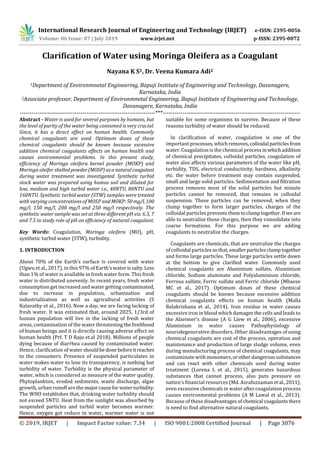 IRJET- Clarification of Water using Moringa Oleifera as a Coagulant | PDF