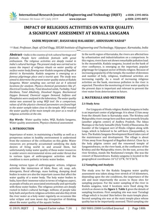 IRJET- Impact of Religious Activities on Water Quality: A Significant ...