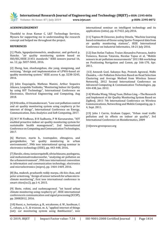 IRJET- Air Quality and Dust Level Monitoring using IoT | PDF